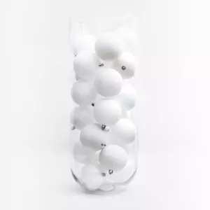 30er Set Weihnachtskugeln D80 mm New Alpine Weiß Baumschmuck