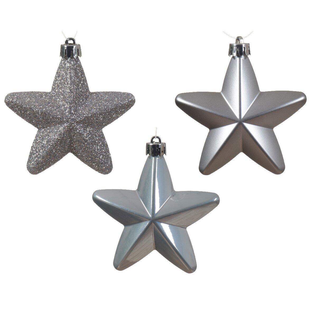 Lot de 6 étoiles de Noël à suspendre Alpine Gris marbre - Boule et déco ...