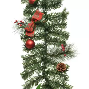 Guirlande de sapin (180 cm) Nœud luxe Rouge - Couronne et branche - Eminza