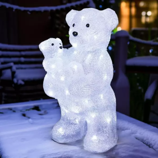 LED Bär mit Bärchen Kaltweiß 56 LEDs - Weihnachts-beleuchtung - Eminza