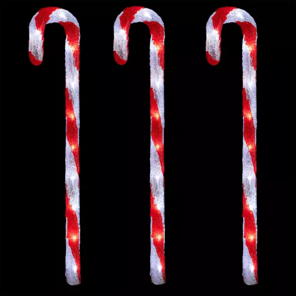 Lotto di 3 bastoncini di zucchero d'orzo Bianco freddo 30 LED - Luci di ...