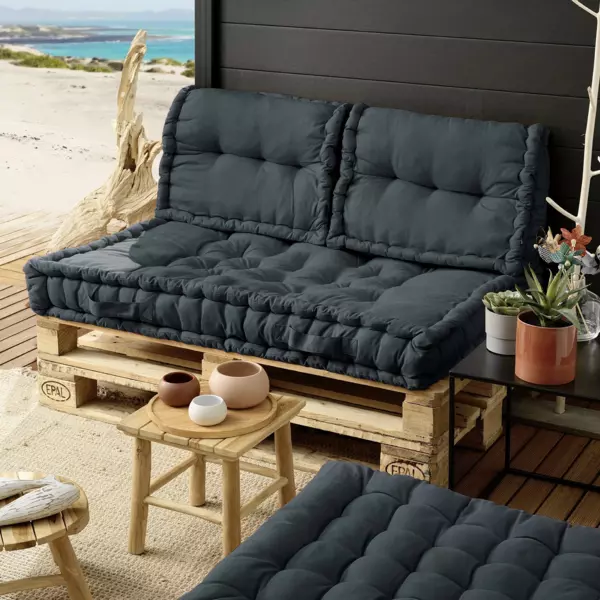 Kit cuscini pallet (L120 cm) Pixel Grigio antracite - Tessile per ...