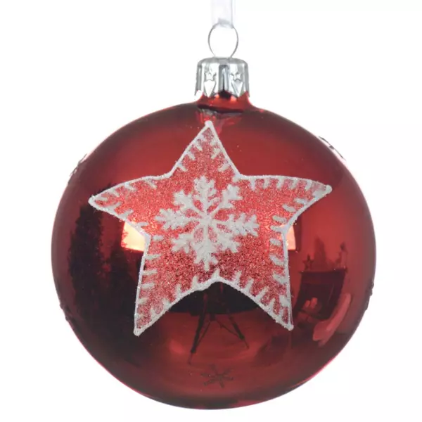 6er set Weihnachtskugeln aus Glas (D80 mm) Mizare Rot - Baumschmuck ...