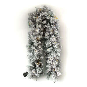 Guirlande de sapin lumineuse (180 cm - D25) Edmonton Vert enneigé et blanc chaud - Couronne et ...