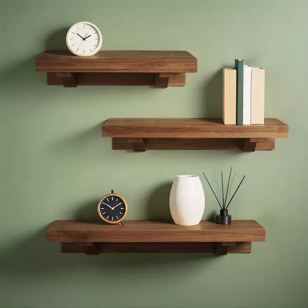 Conjunto de 3 estantes de madera (L60-50-40 cm) Jaipur Madera oscura ...