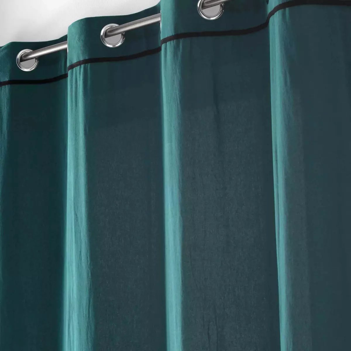Rideau coton lavé (135 x 240 cm) Linette Bleu pétrole - Rideau ...