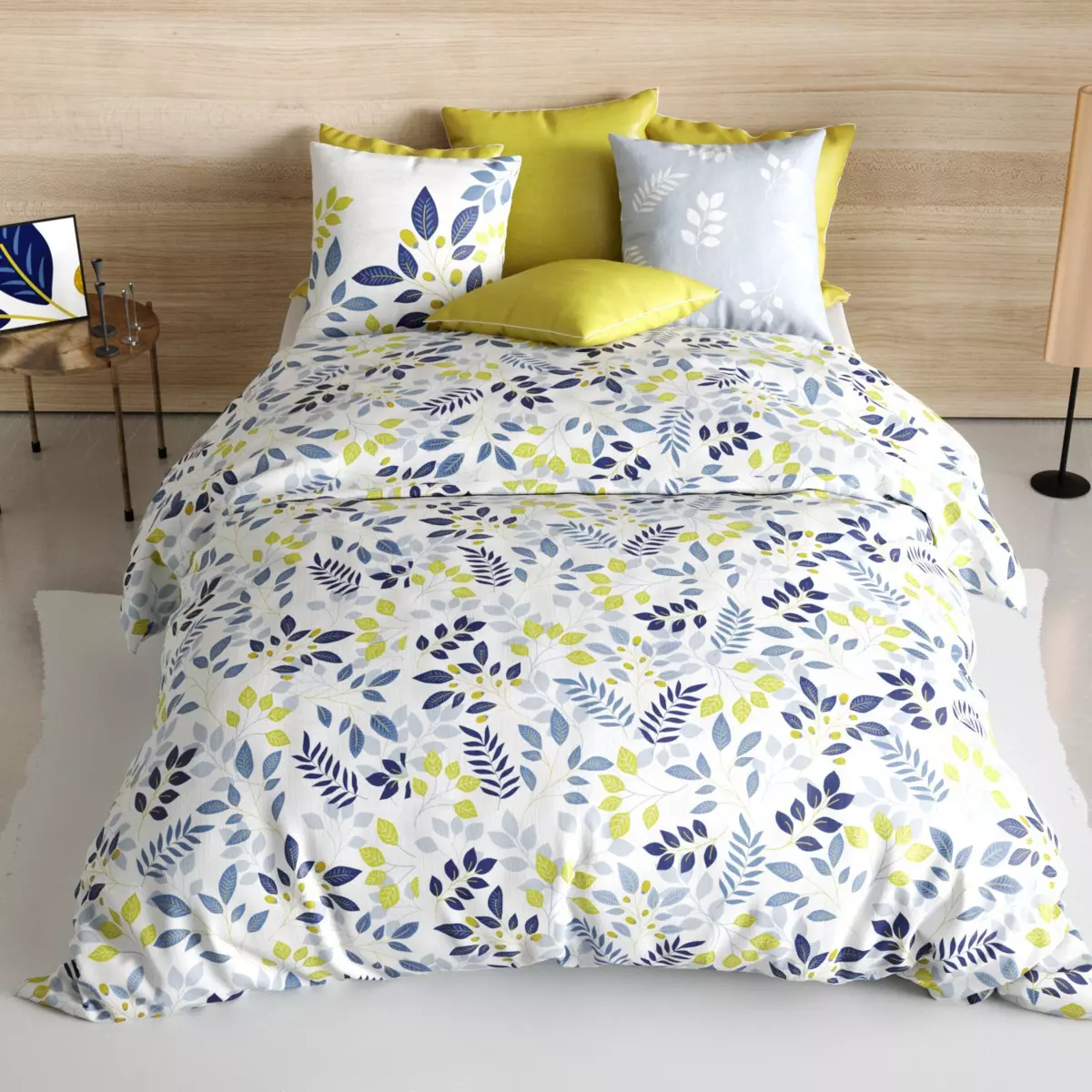 Parure de draps coton lit 140 cm 4 pièces Chloé Bleue - Linge de lit ...