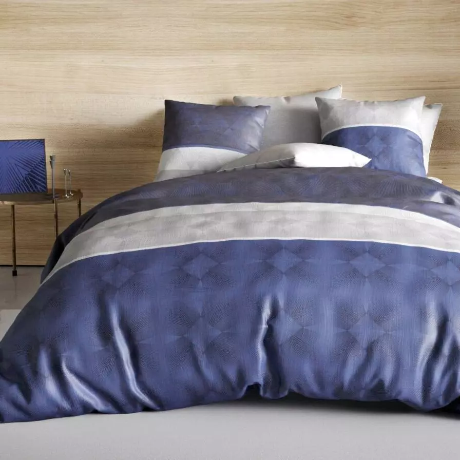 Housse de couette et une taie coton (140 cm) Malme Bleue - Linge de lit ...