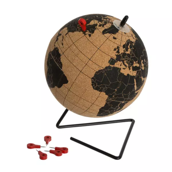 Globe terrestre (H19 cm) Liège Noir - Accessoire déco - Eminza