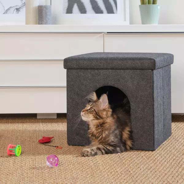 Kattenmand poef L38 cm Antraciet - Huisdieren - Eminza