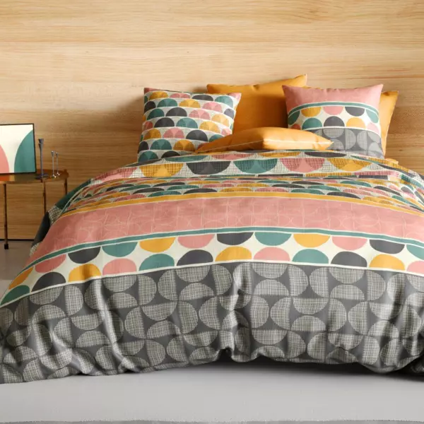 Housse de couette et deux taies coton (200 cm) Thanos Multicolore ...