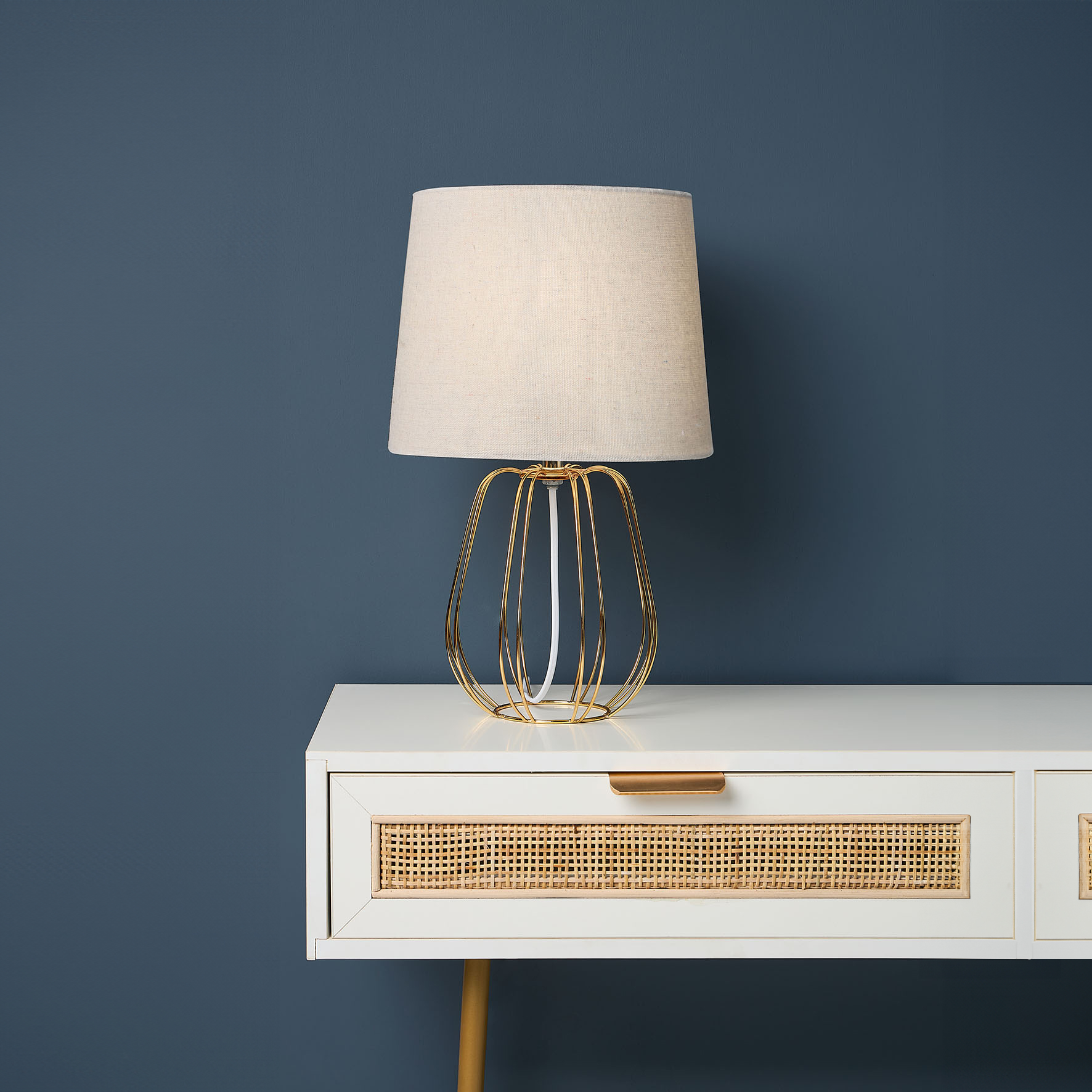 Lampe à poser en métal (H41 cm) Lucioles Beige et dorée - Luminaire - Eminza