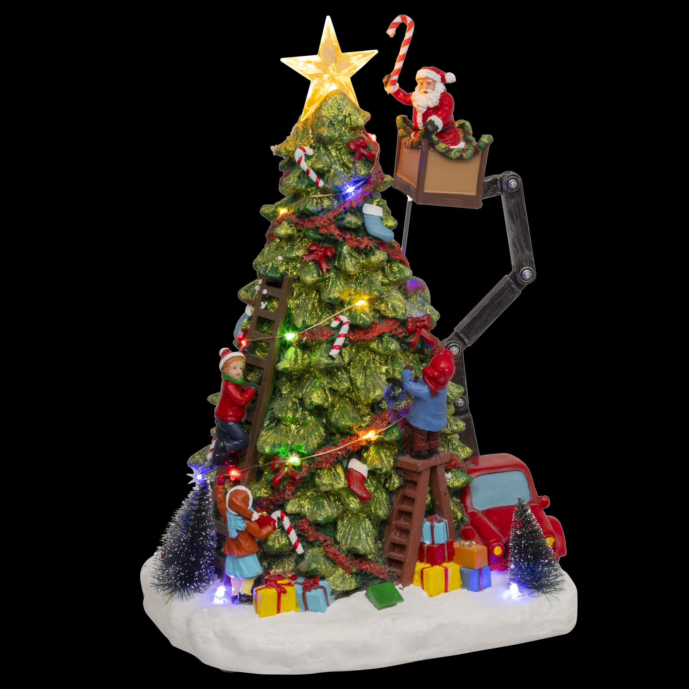 Sapin de Noël musical et animé (H39 cm) Père Noël en nacelle - Village ...