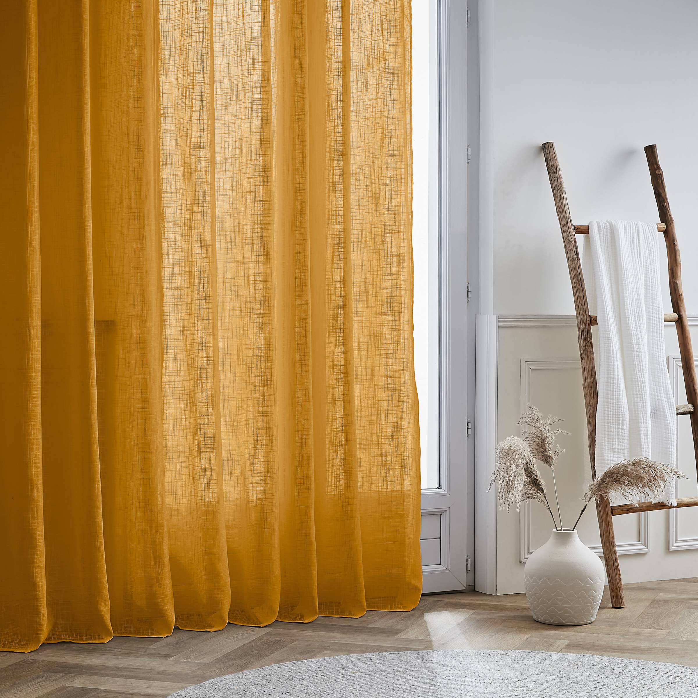 Voilage grande largeur effet lin (400 x 240 cm) Robin Jaune Ocre ...