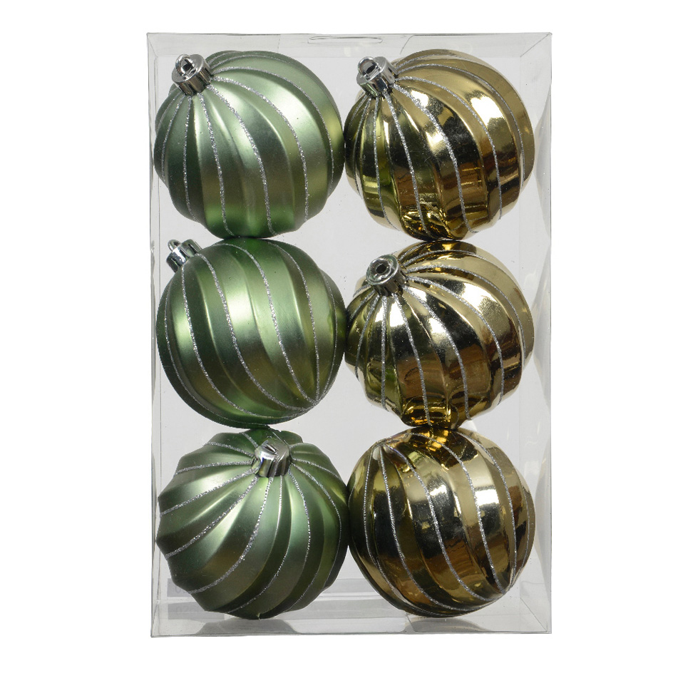 Lot de 6 boules de NoÃ«l (D80 mm) Glam chic Vert romarin - Boule et ...