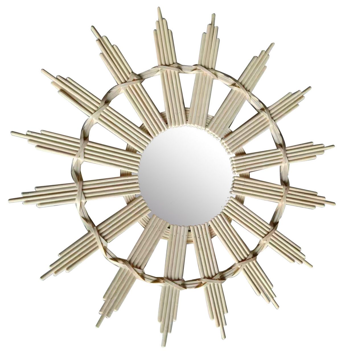 Miroir mural bambou (D44.5 cm) Almara Beige - Décoration Murale - Eminza