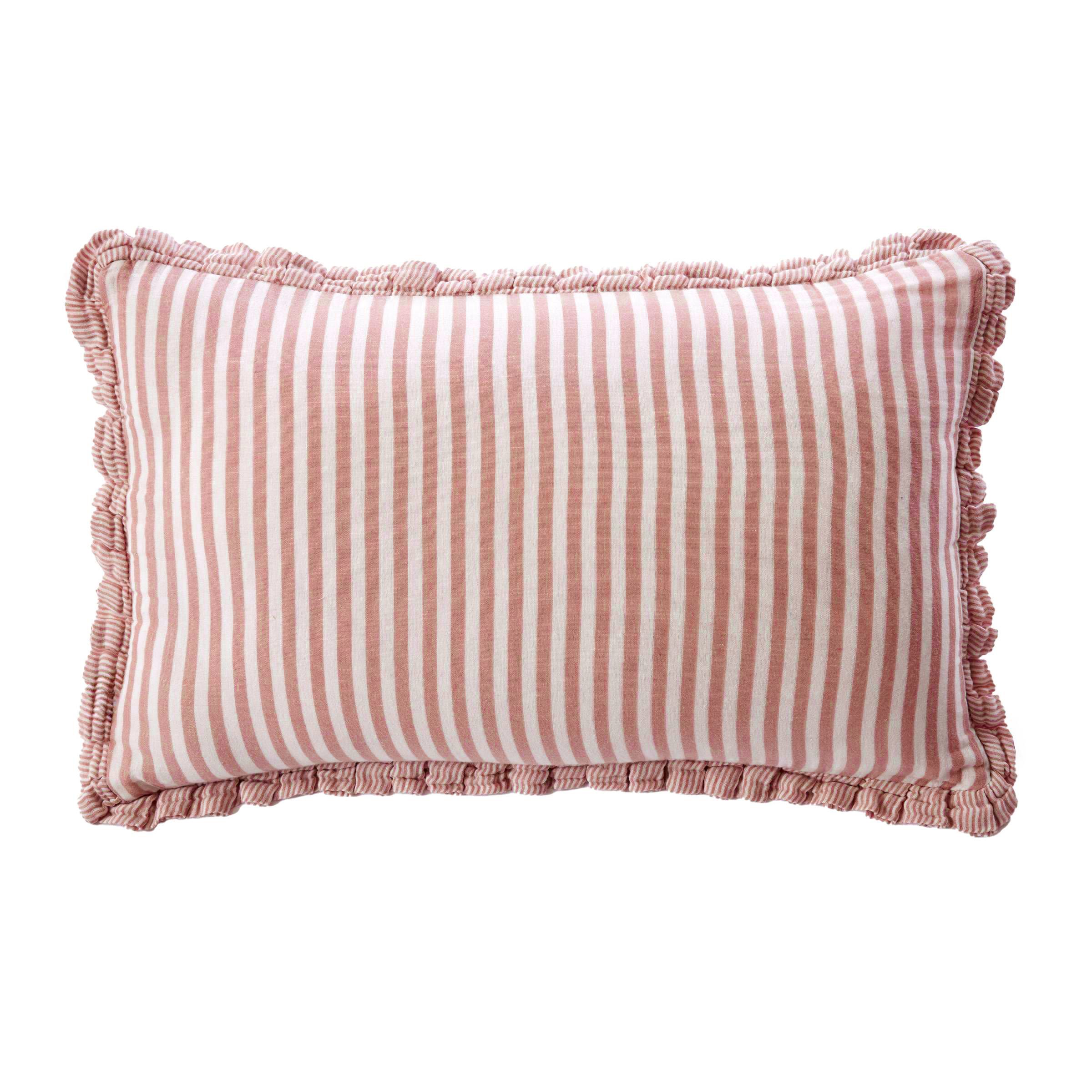 Rechteckiges Musselin-Kissen (40 x 60 cm) Gaïa gestreift Apricot ...